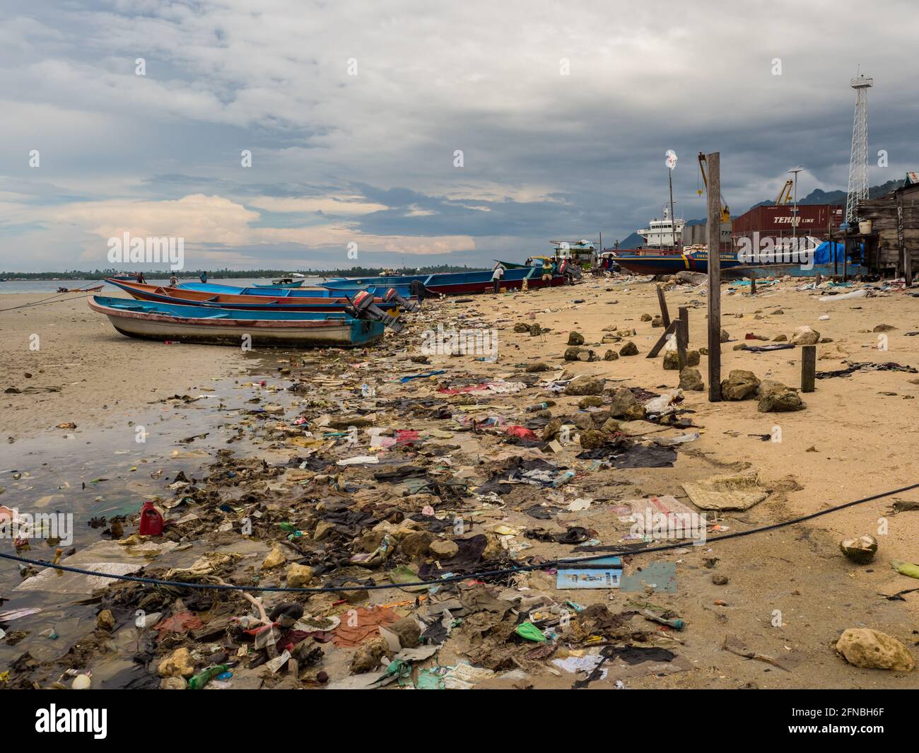 Kaimana, Arguni Bay, Indonesia - February 2018: Pollution problem ...