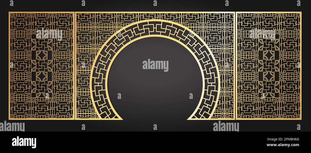 Chinese style classical luxury beautiful gold wedding gate Stock Vector ...