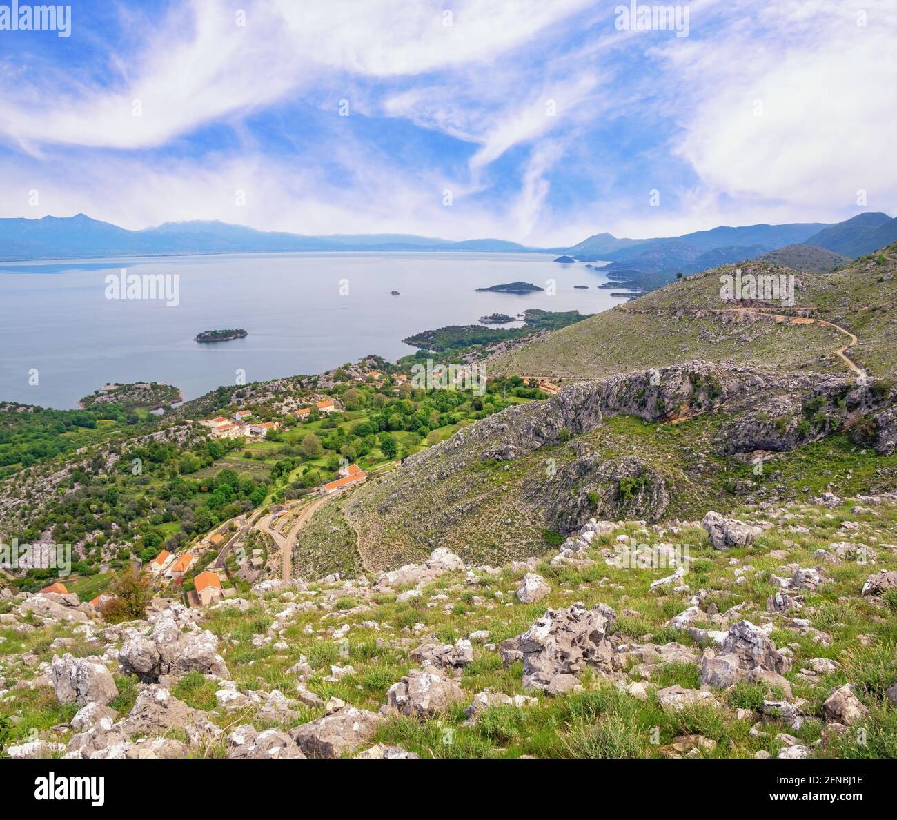 Montenegro. National Park Lake Skadar in spring. View of coast of Lake ...