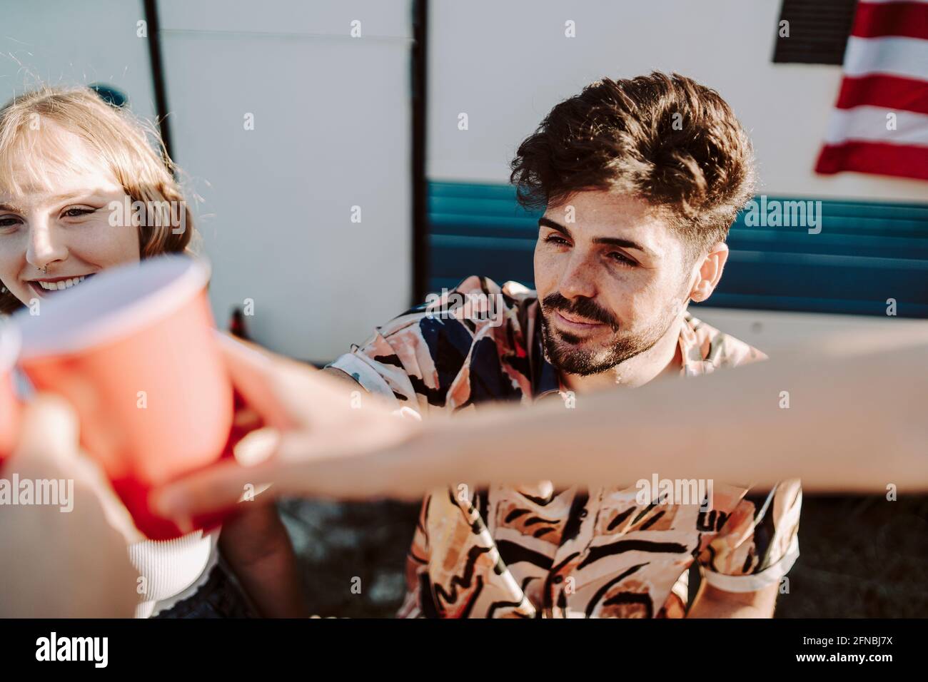Group of Spanish young friends drinking toasts in the park Stock Photo ...