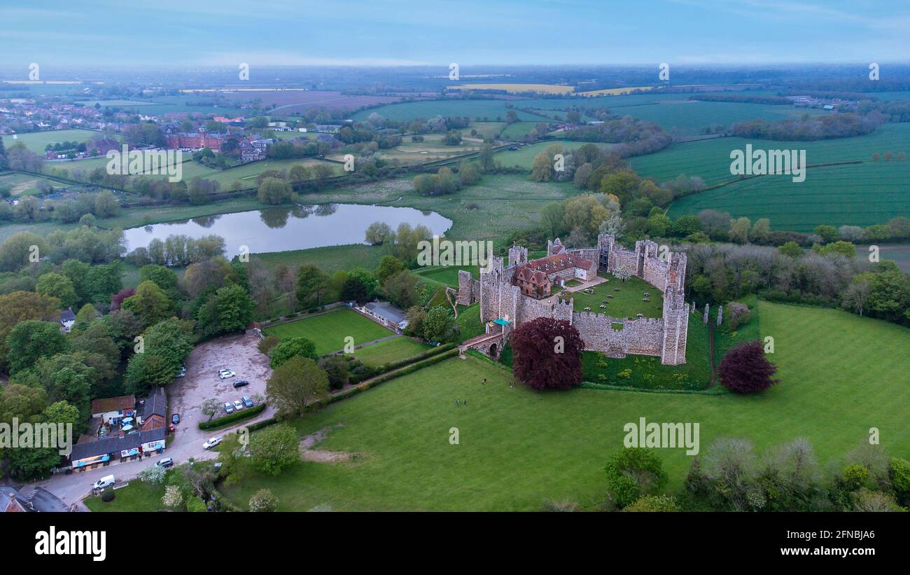An aerial view of the historic Framlingham Castle in Suffolk, UK Stock ...