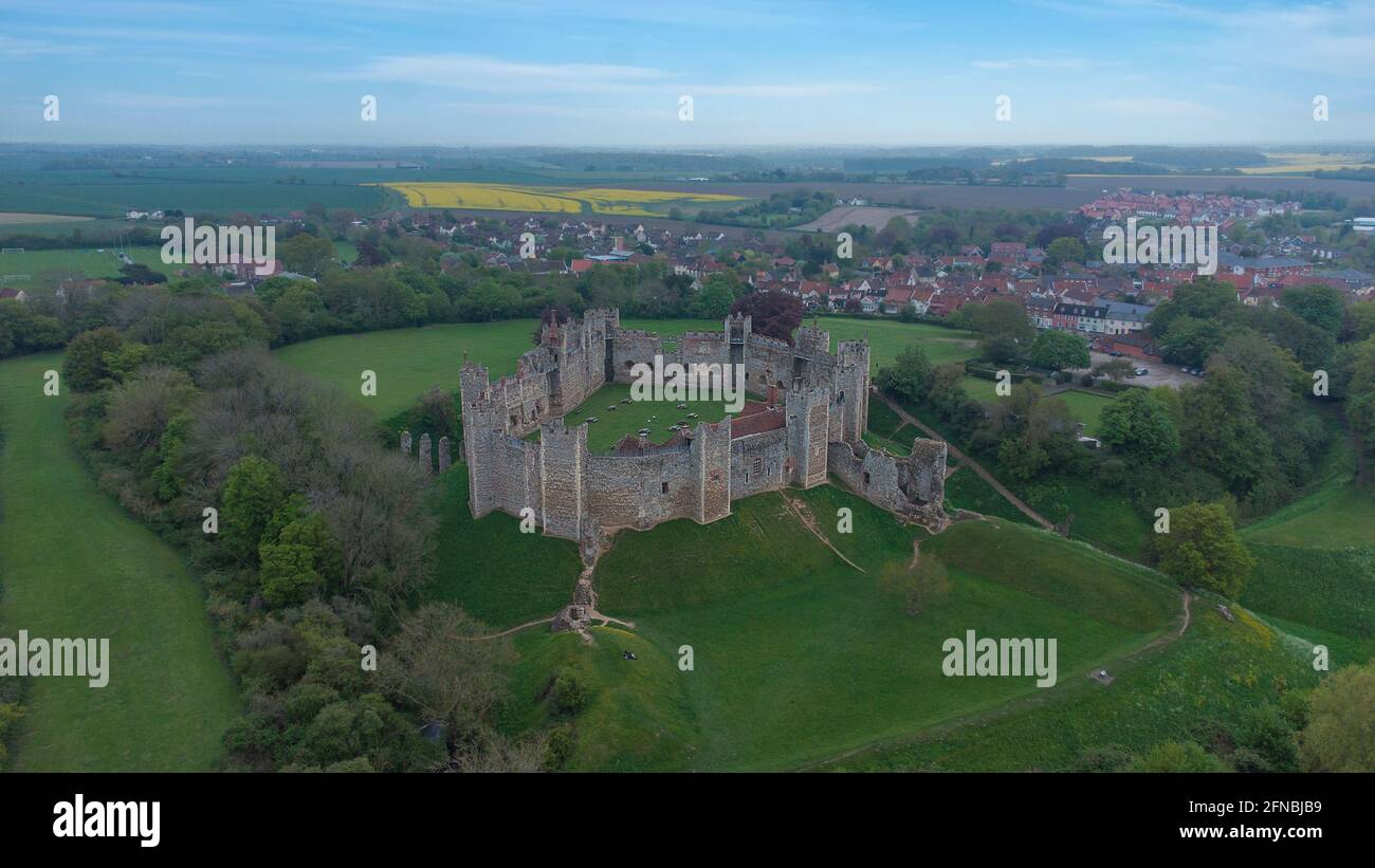 An aerial view of the historic Framlingham Castle in Suffolk, UK Stock ...