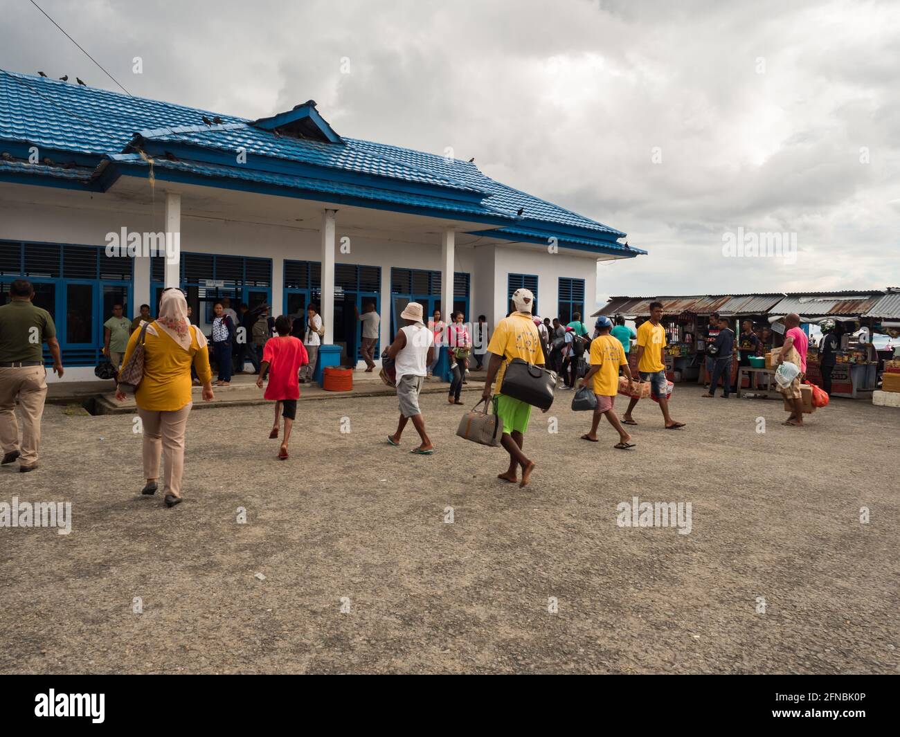Ambon, Indonesia - February 15, 2018: Passengers in Tulehu Port, Ambon ...