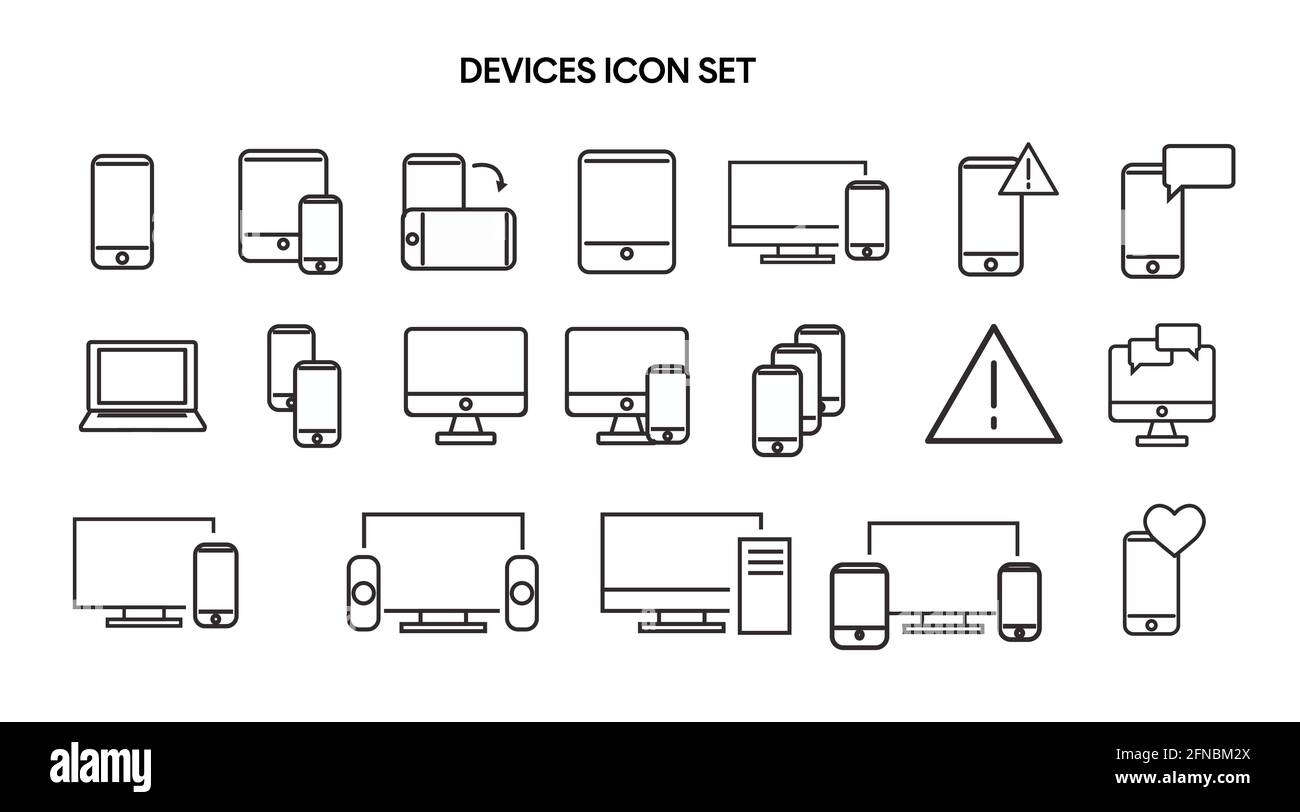 Black and White Devices Icon Set. Vector Isolated Illustration Stock ...