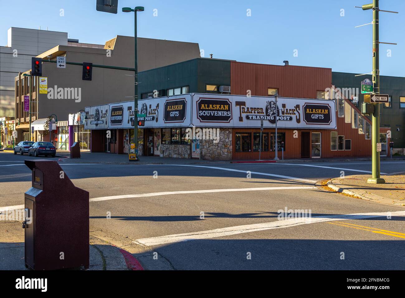 Anchorage, Alaska, USA - 30 September 2020: Buildings along Main 4th ...