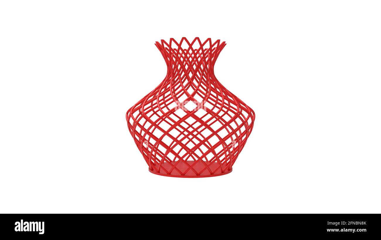 3D rendering of a 3d printed vase complex shaped and colored isoalted ...