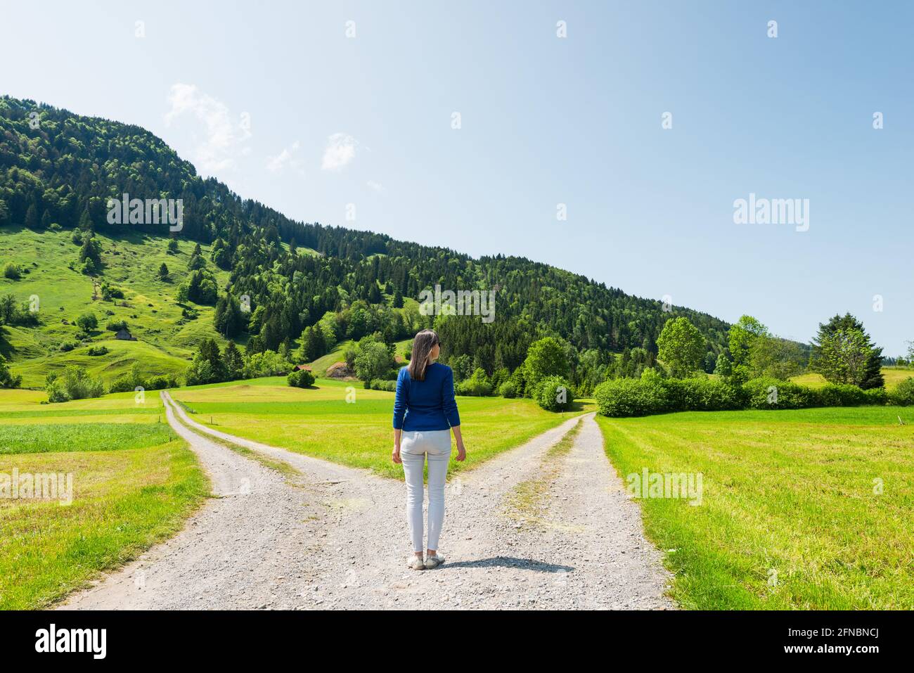 At the crossroads of roads. Female figure at the time of choosing the ...