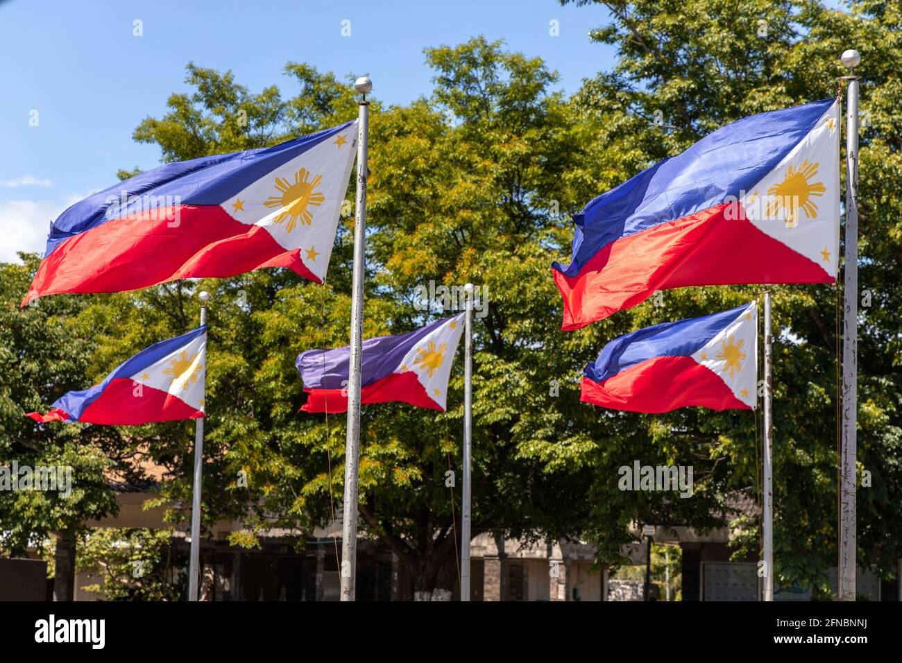 Philippines National flag at Aguinaldo Shrine and Museum Stock Photo ...