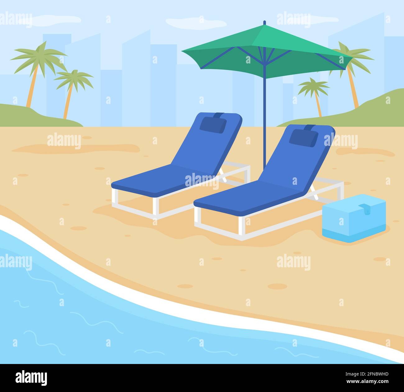Beach resort vacation flat color vector illustration Stock Vector Image ...