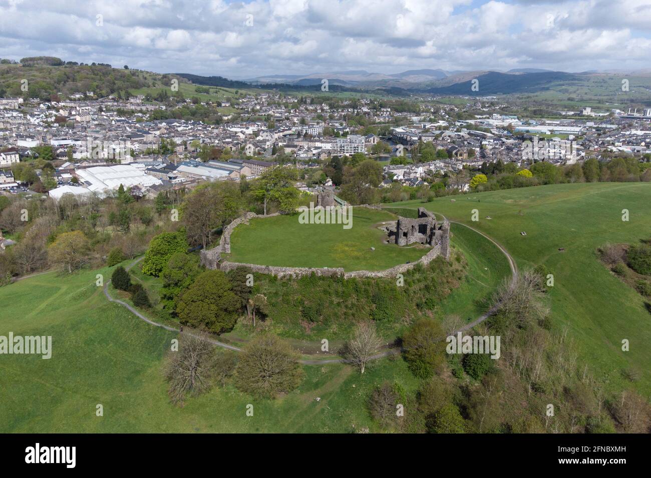 Kendal Castle, Kendal Cumbria, England. 11th May 2021. Aerial views of ...