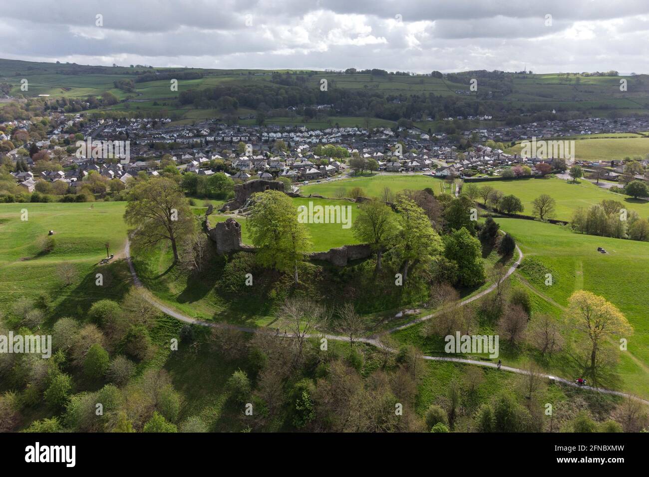 Kendal Castle, Kendal Cumbria, England. 11th May 2021. Aerial views of ...