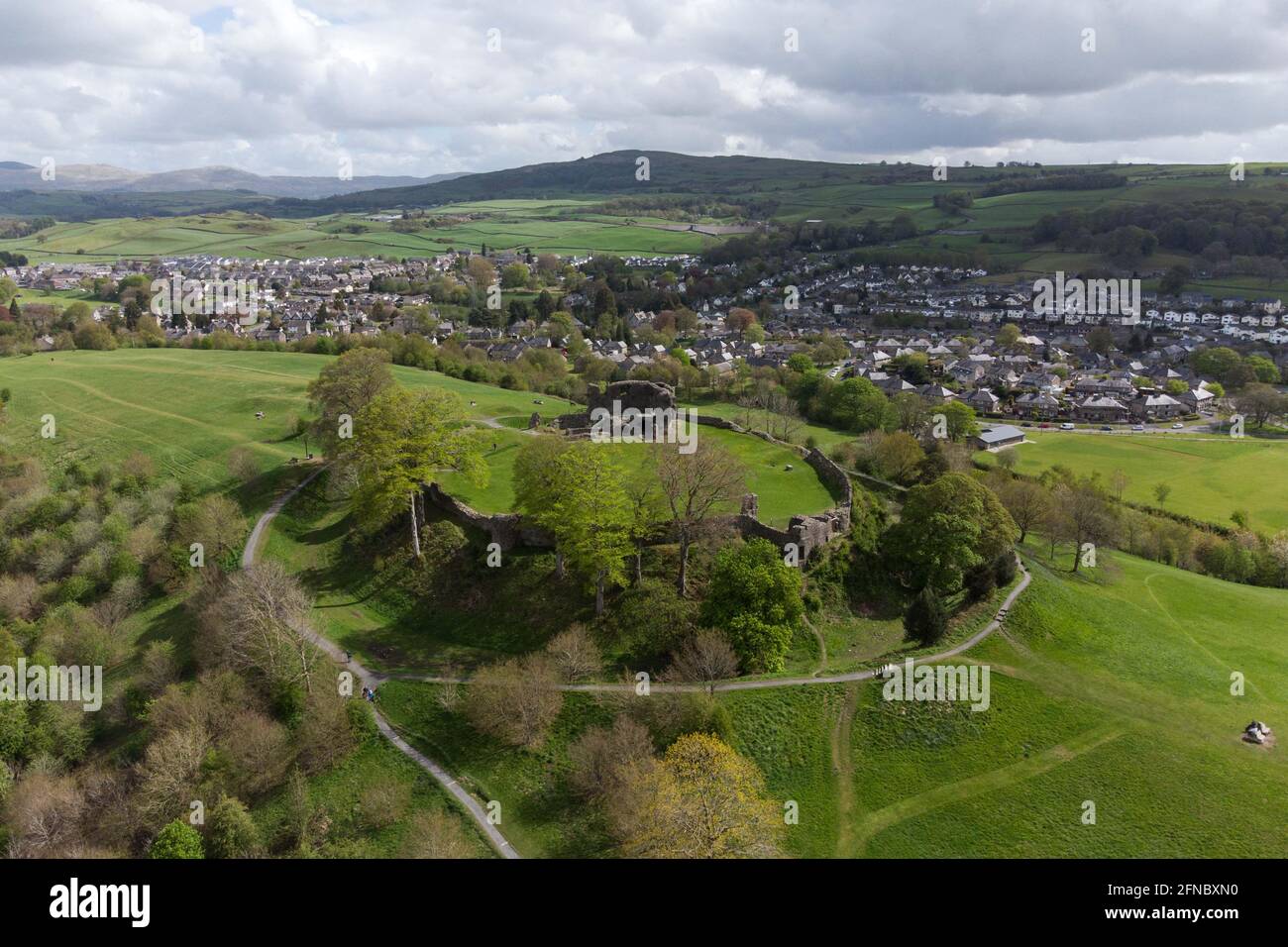 Kendal Castle, Kendal Cumbria, England. 11th May 2021. Aerial views of ...