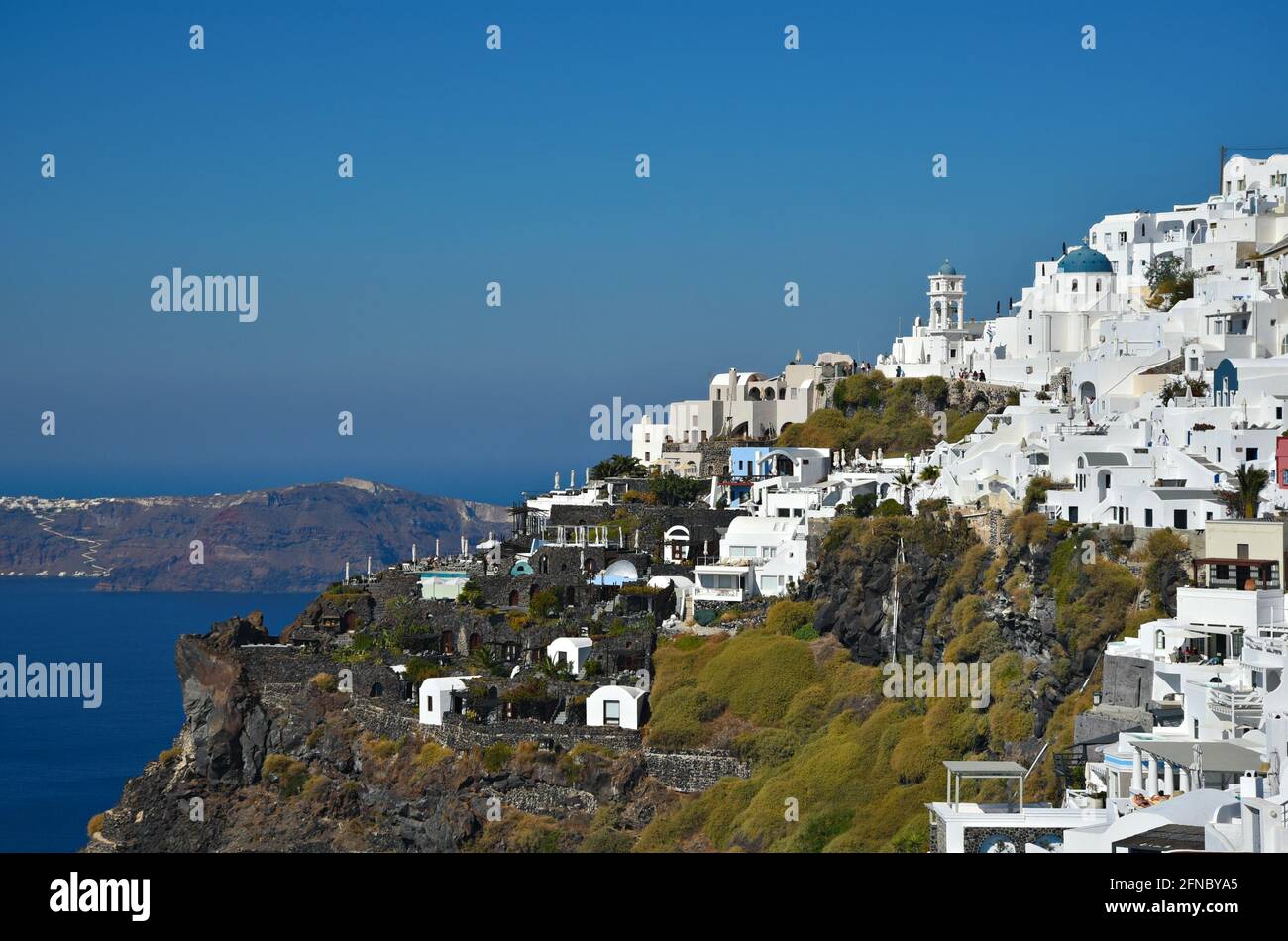 Scenic landscape with typical Cycladic architecture in Santorini island ...