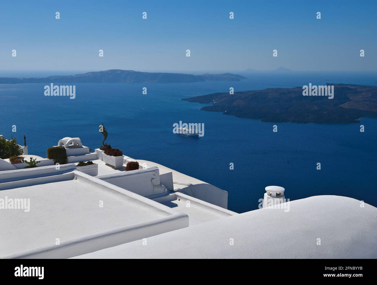 Scenic landscape with typical Cycladic architecture overlooking the ...