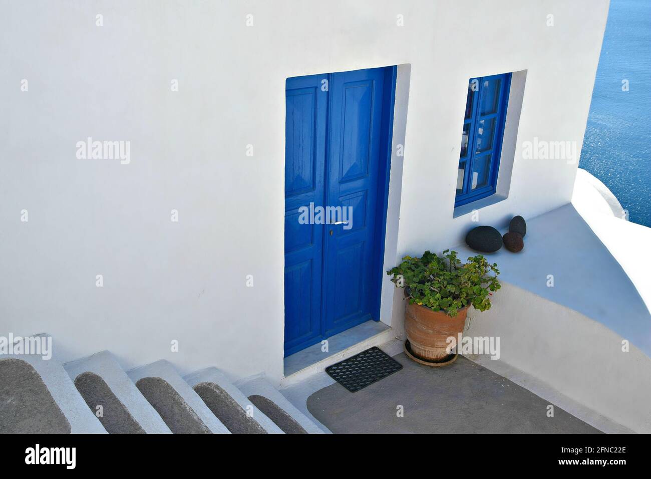 Scenic view of a typical picturesque Cycladic architecture house with ...