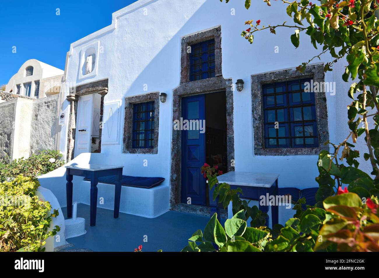 Scenic view of a typical picturesque Cycladic architecture house in ...