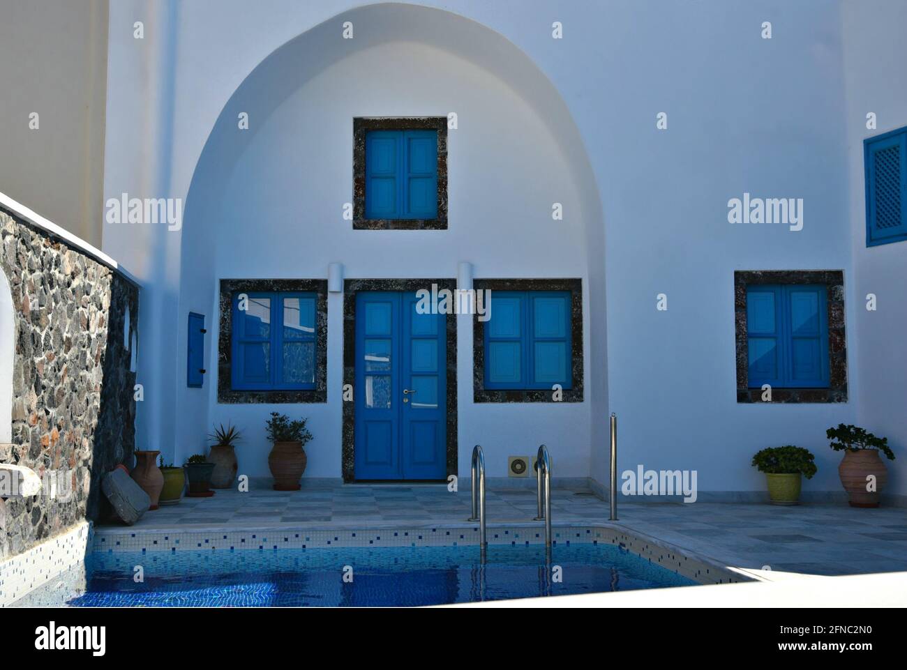 Scenic view of a typical picturesque Cycladic architecture house with ...