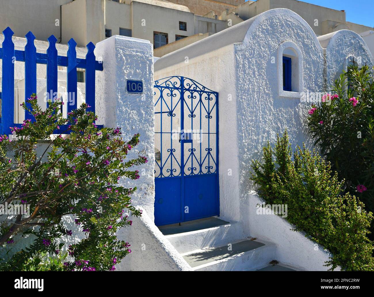 Scenic view of a typical picturesque Cycladic architecture house in ...