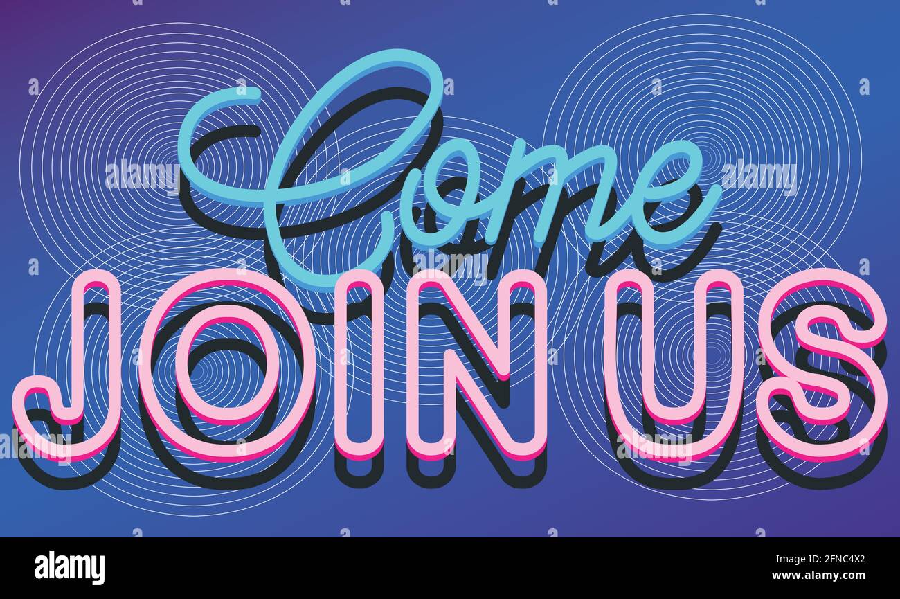 come and join us caption on abstract blue background Stock Vector Image ...