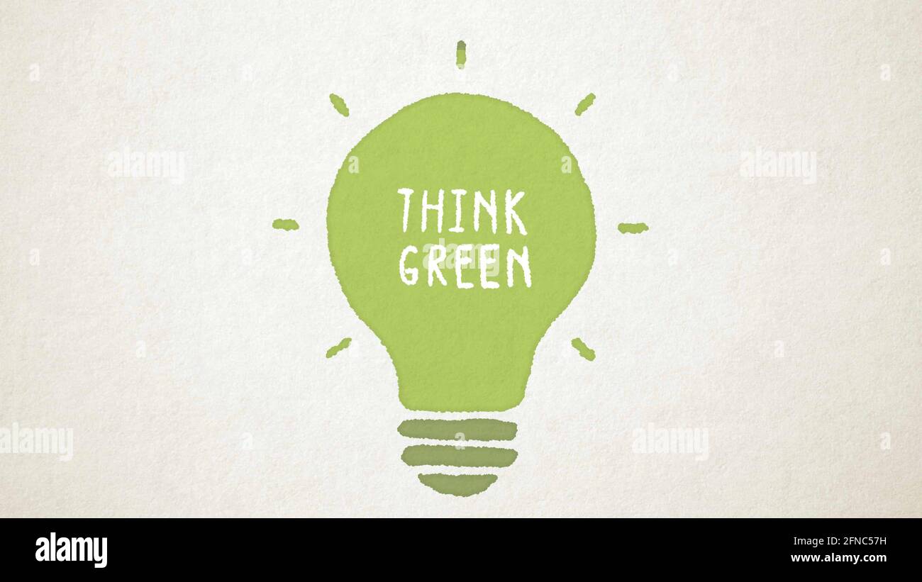 light bulb with think green writing, animation for ideas and eco ...