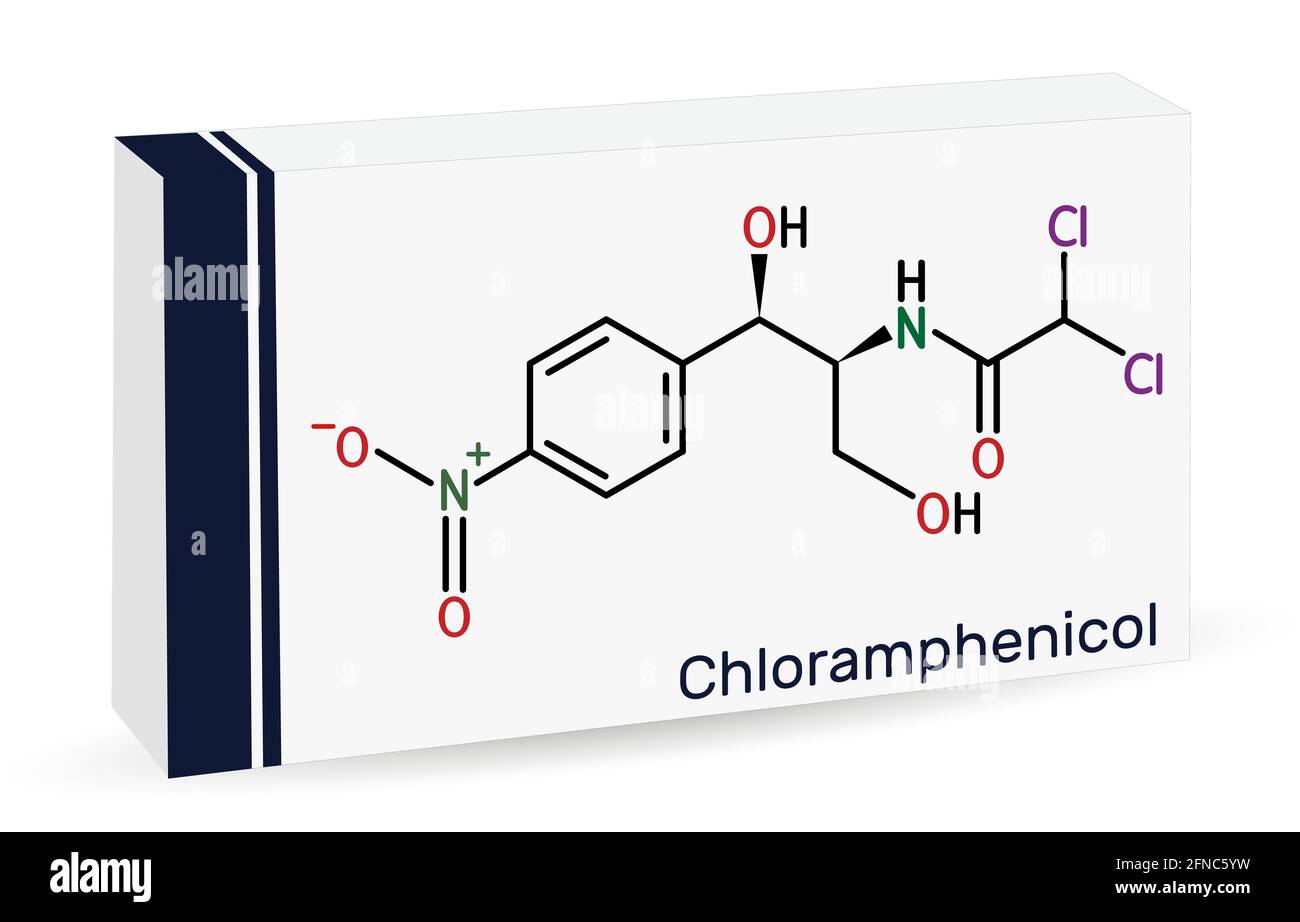Chloramphenicol molecule. It is bacteriostatic broad-spectrum ...