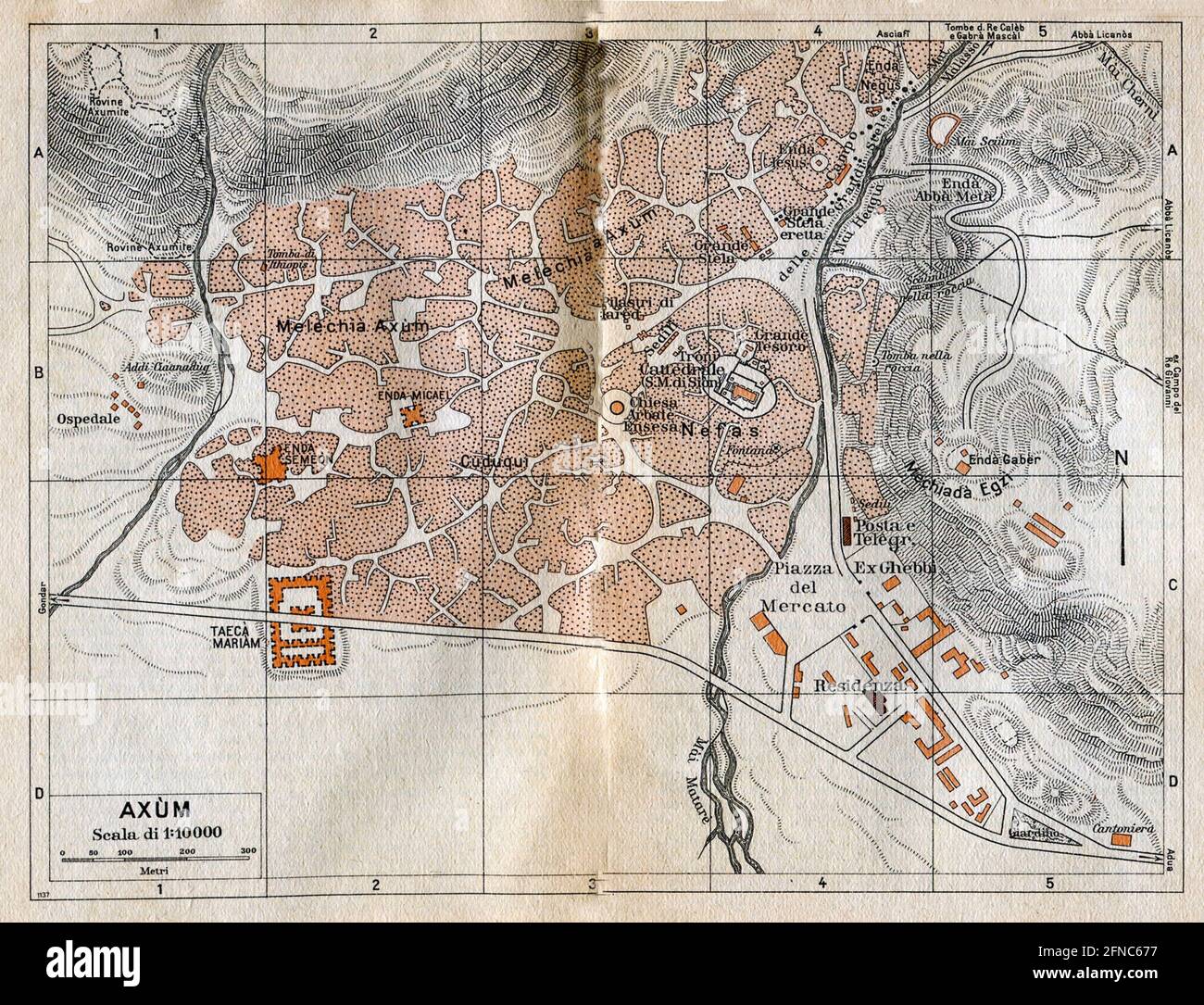 Ancient map of Axum, Ethiopia (image from Italian Eastern Africa guide book 1938 edition Stock ...