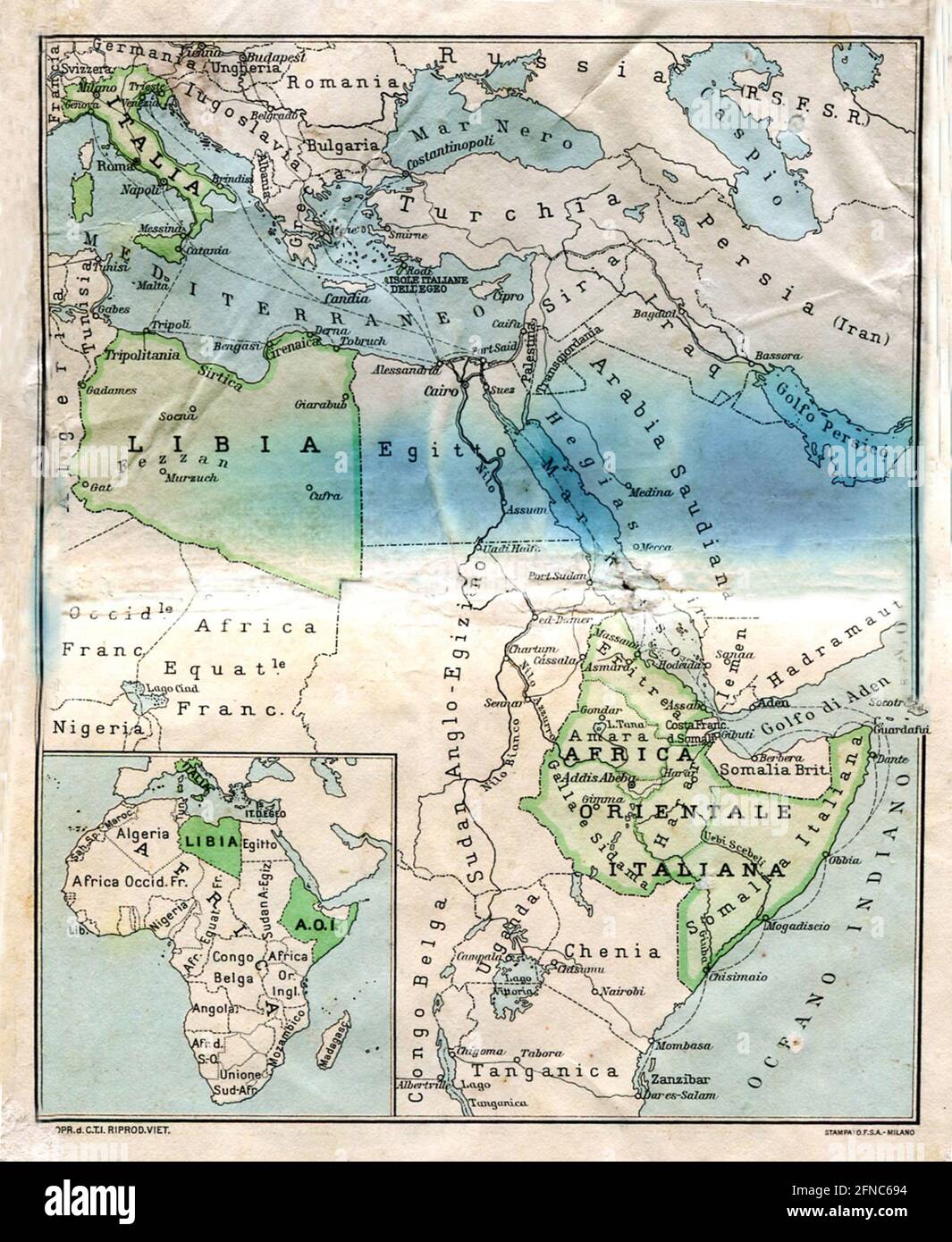 Ancient map of Eastern Africa (image from Italian Eastern Africa guide ...