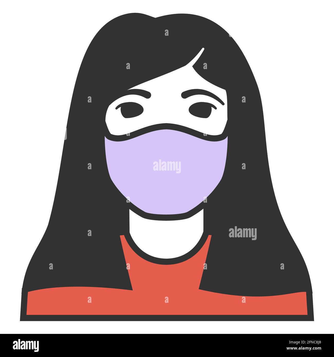 People wearing protective surgical mask.Outline vector flat Stock ...