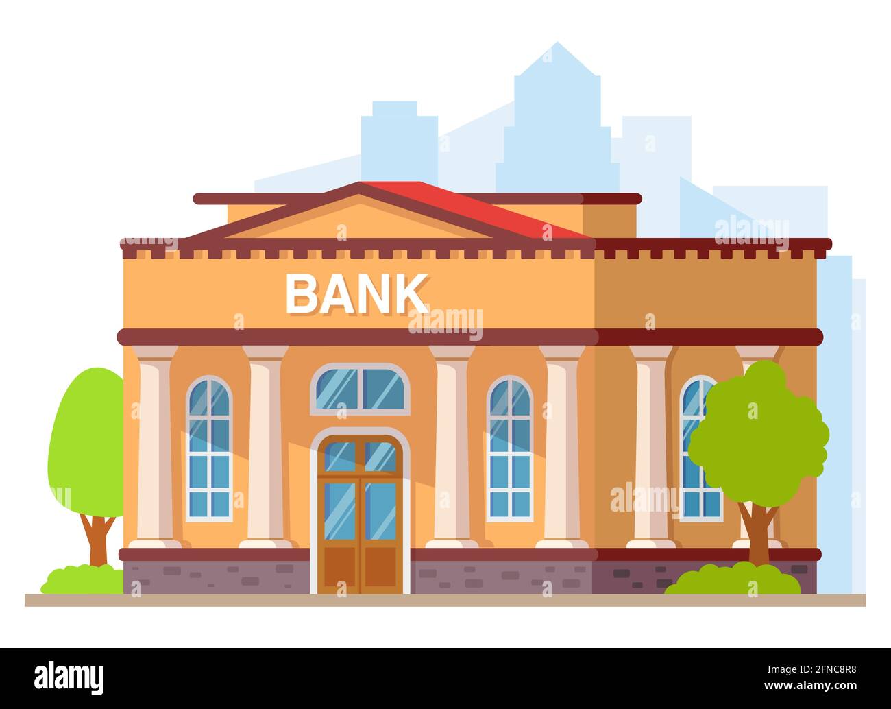 Financial house.Building facade.Front view of bank.Isolated on white ...