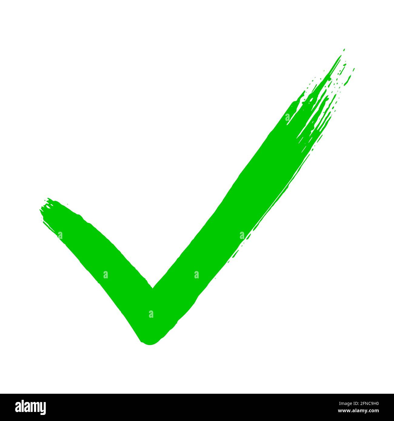 Dirty grunge hand drawn tick v with brush strokes vector illustration ...