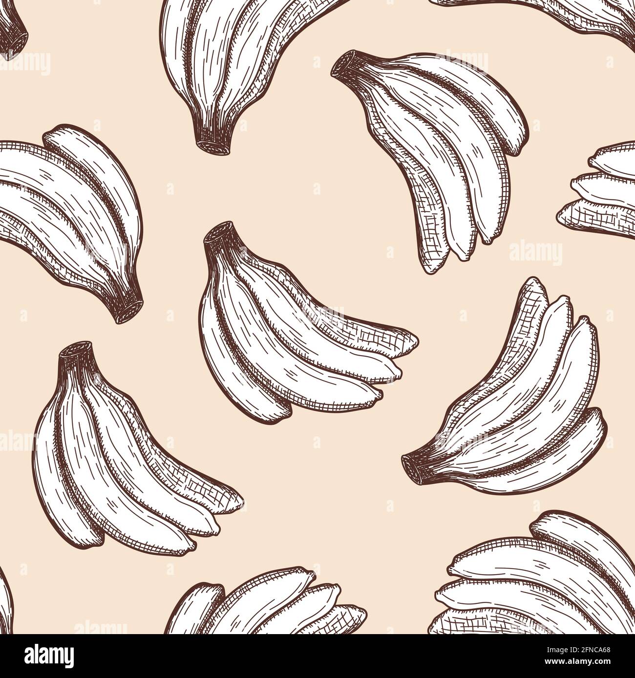 Seamles Pattern Of Banana. Hand Drawn Sketch. Retro Vintage Design ...