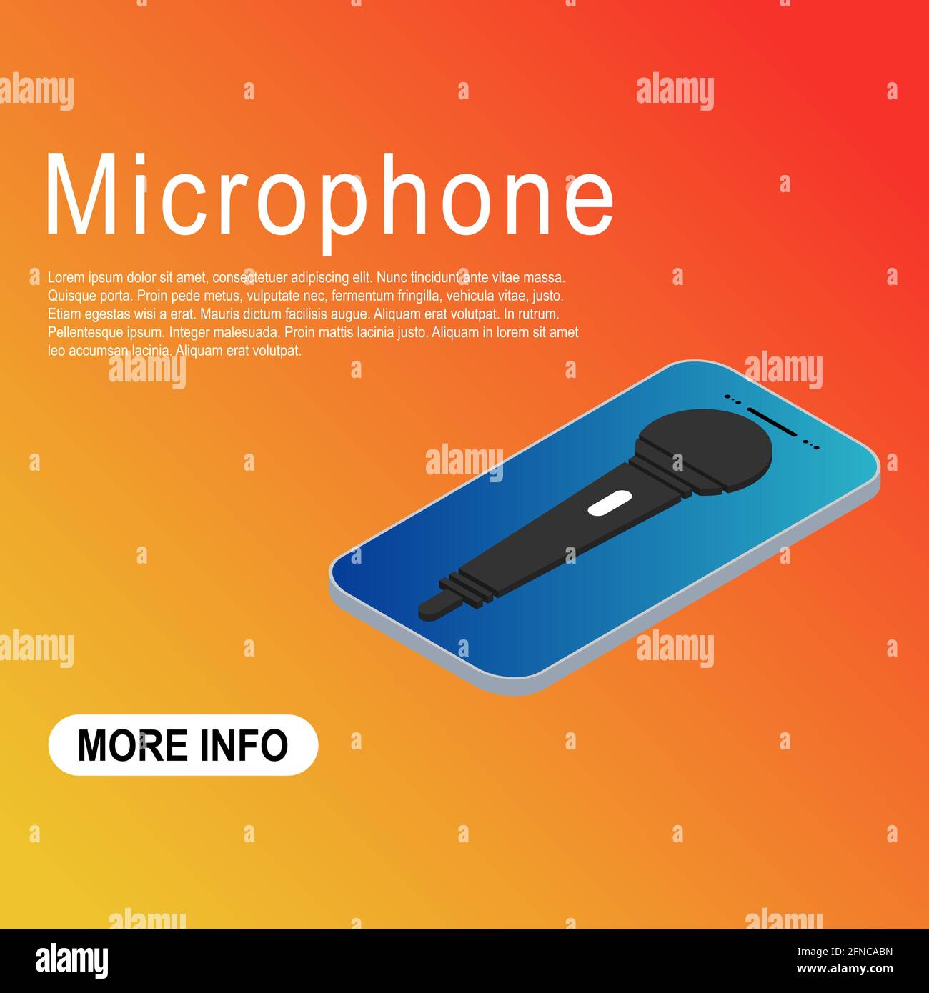 Microphone isometric icon, audio speech symbol, record concert sign ...