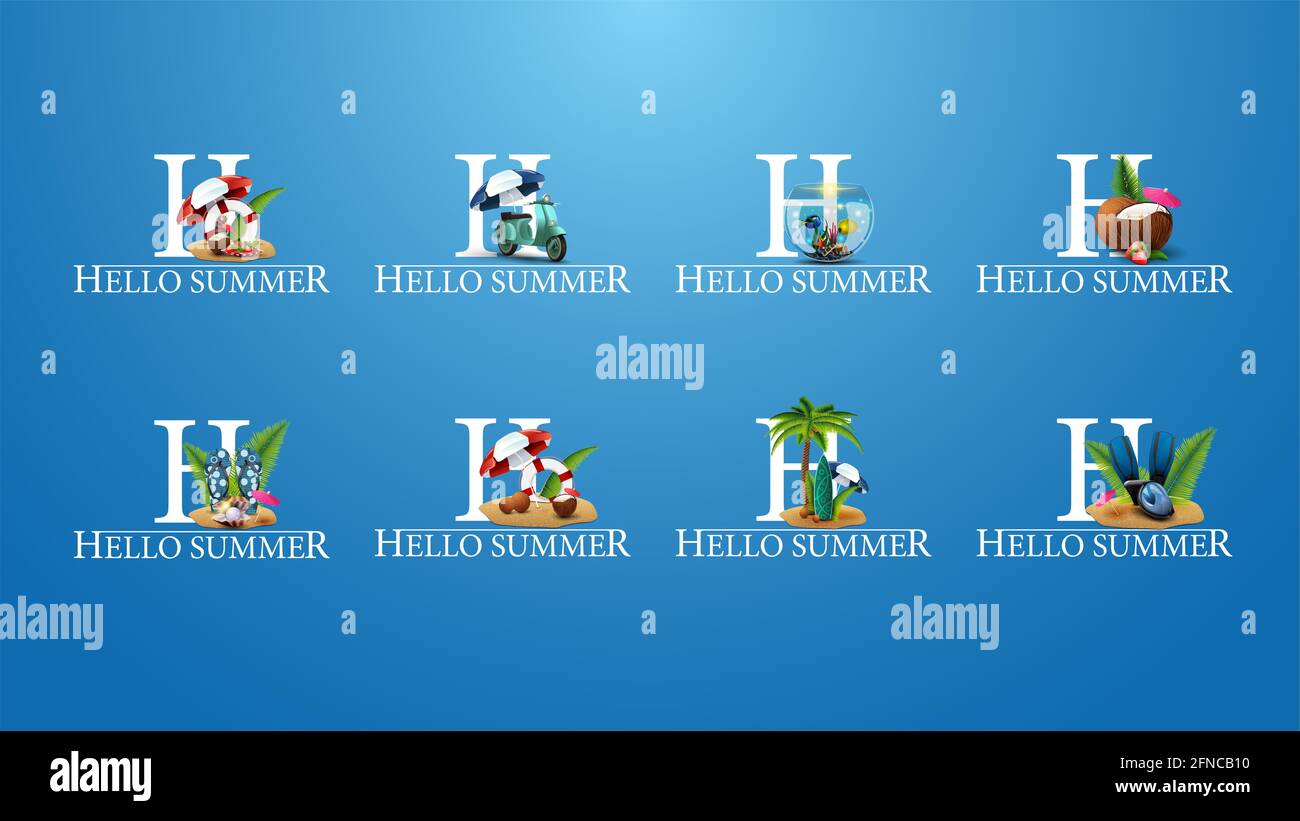 Hello summer, large collection summer titles with summer elements for ...