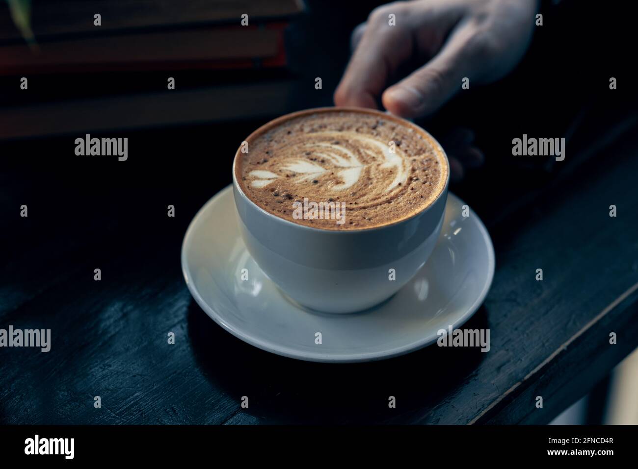 Cup of coffee cappuccino close-up cafe breakfast Stock Photo - Alamy