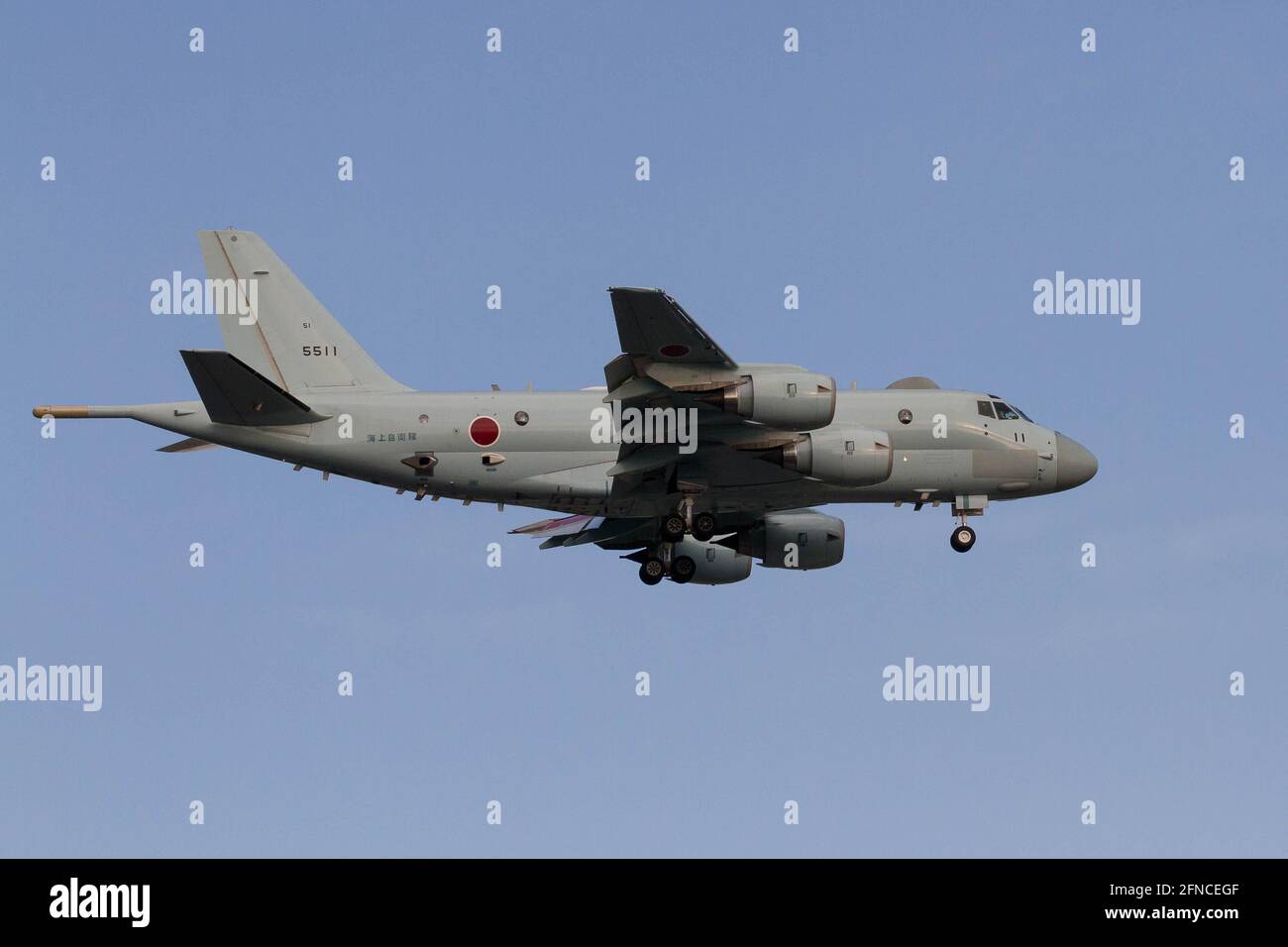 A Kawasaki P1 Maritime patrol aircraft with the Japanese Maritime Self ...