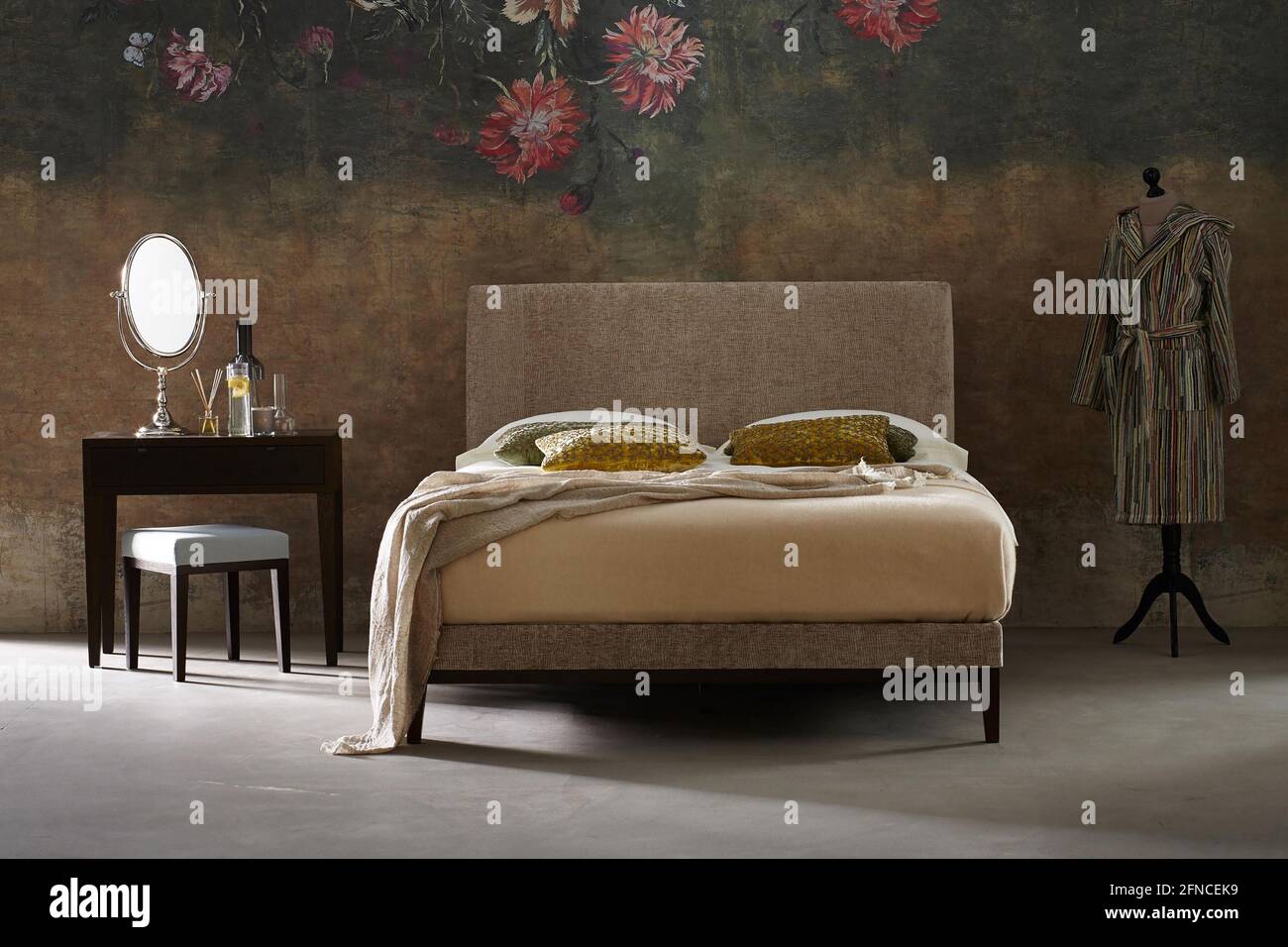 Cologne, Germany – August 24 2020: modern bedroom interior in minimal ...