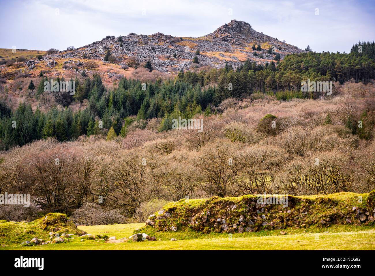 Leather Tor and Lower Leather Tor, seen from Norsworthy Bridge, near ...