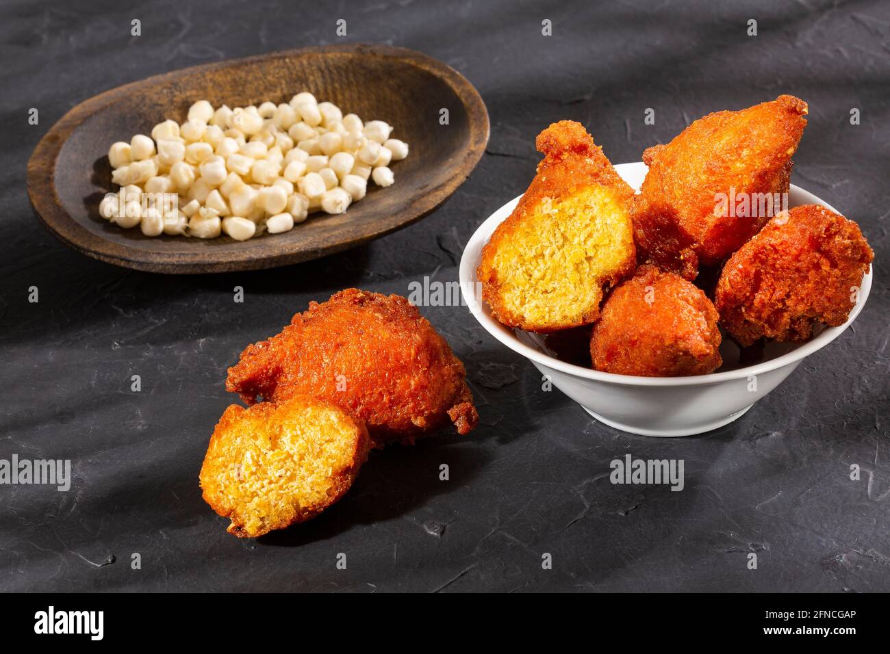 Sweet corn croquettes, traditional Colombian food - Text space Stock ...