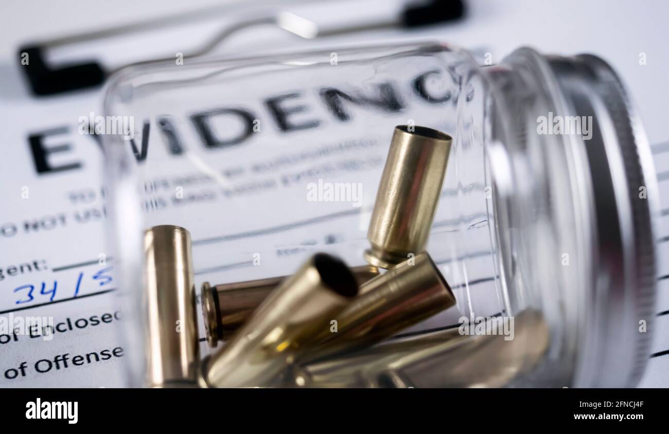 Criminalistic Laboratory, Bullet shell analysis, conceptual image Stock ...
