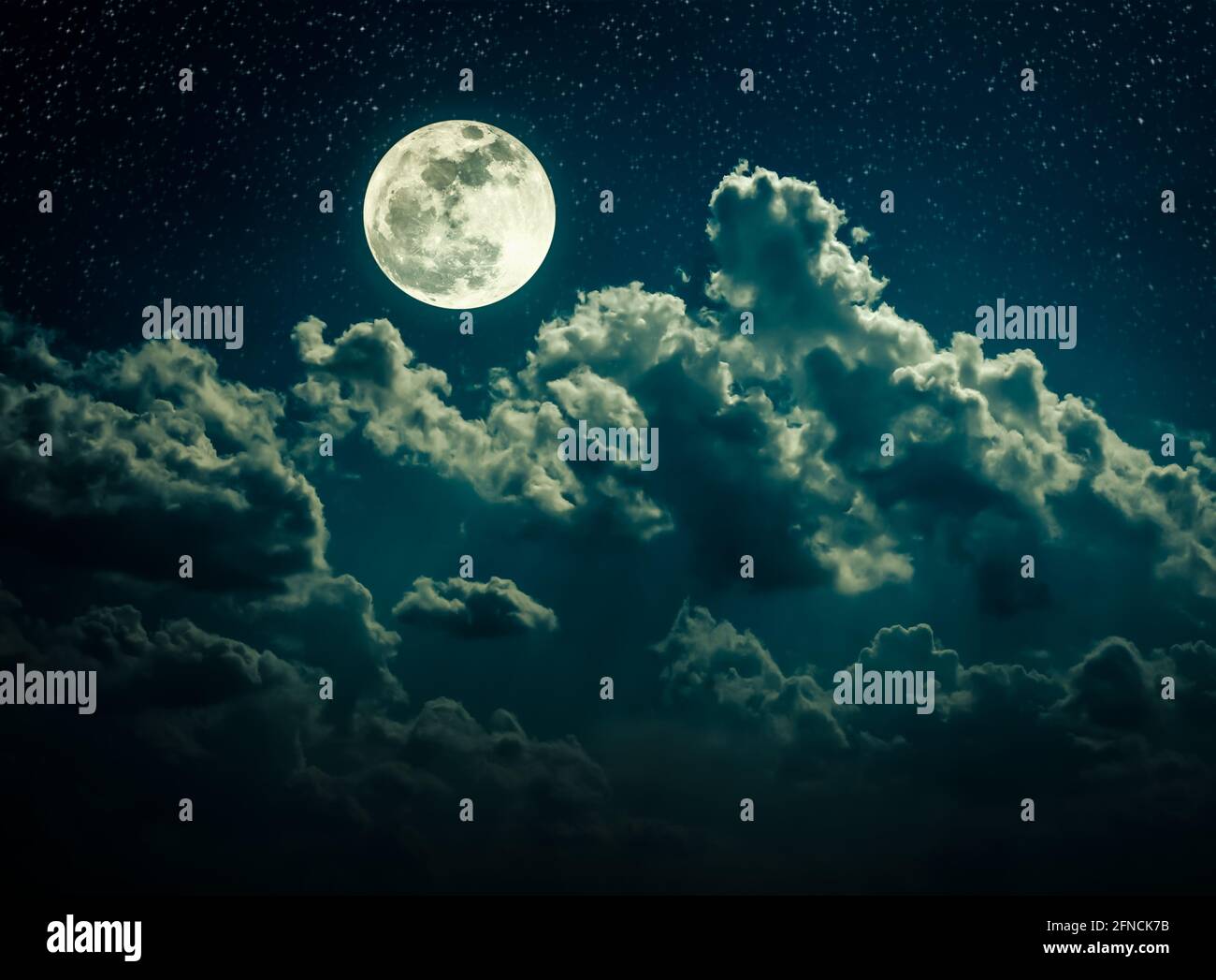 Beautiful vivid skyscape. Landscape of night sky with bright full moon ...