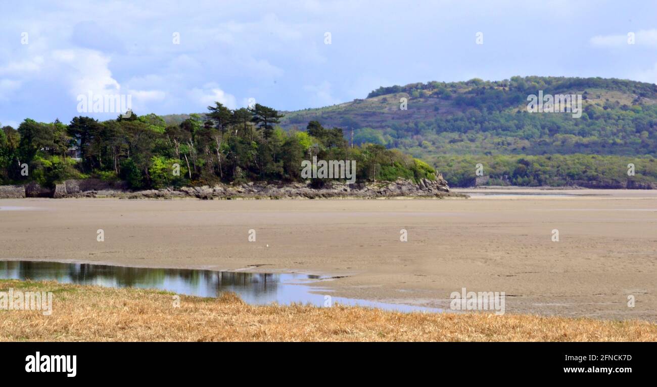Holme Island and foreshore, Arnside Knott in distance, seen from Grange ...