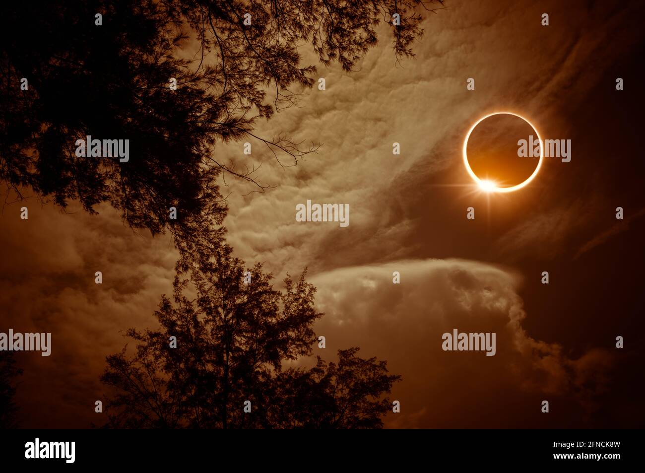 Amazing scientific natural phenomenon. The Moon covering the Sun. Total ...