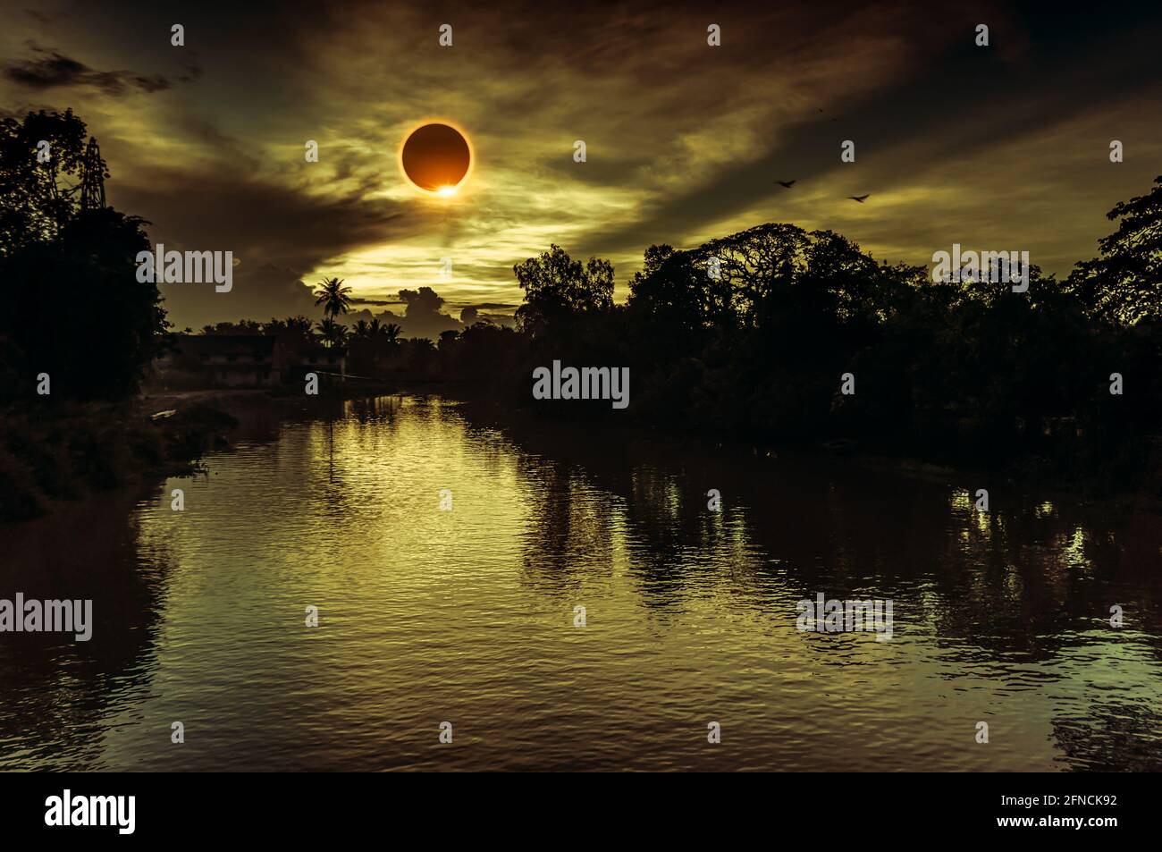 Amazing scientific natural phenomenon. The Moon covering the sun. Total ...