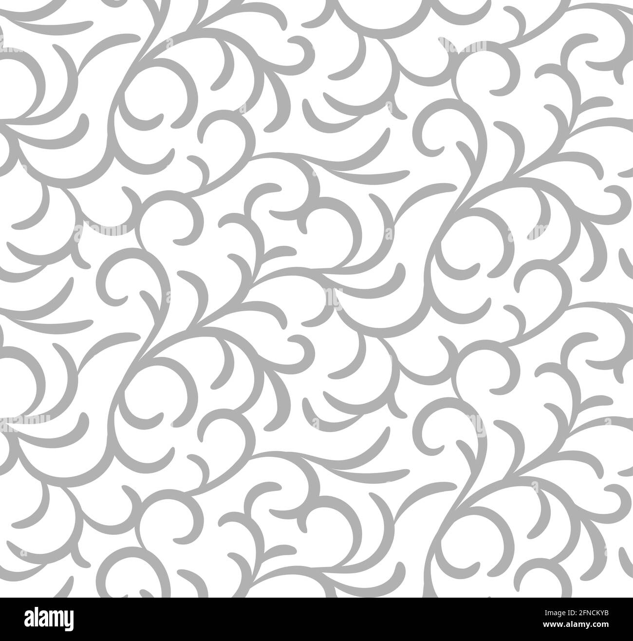 Curl seamless pattern. Grey curles on white background. Floral motif ...