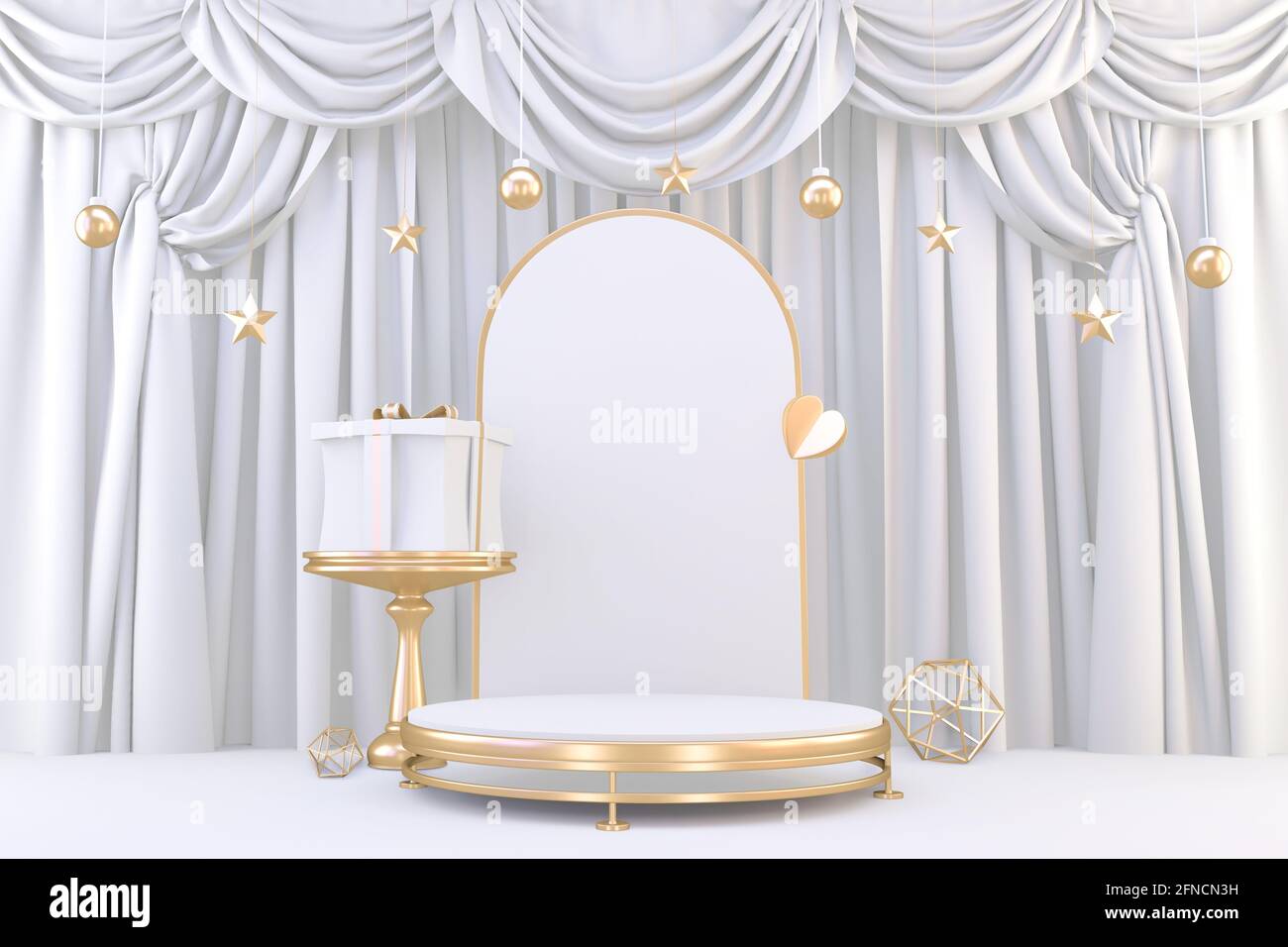 Roman podium white for cosmetic product on background granite white. 3d ...