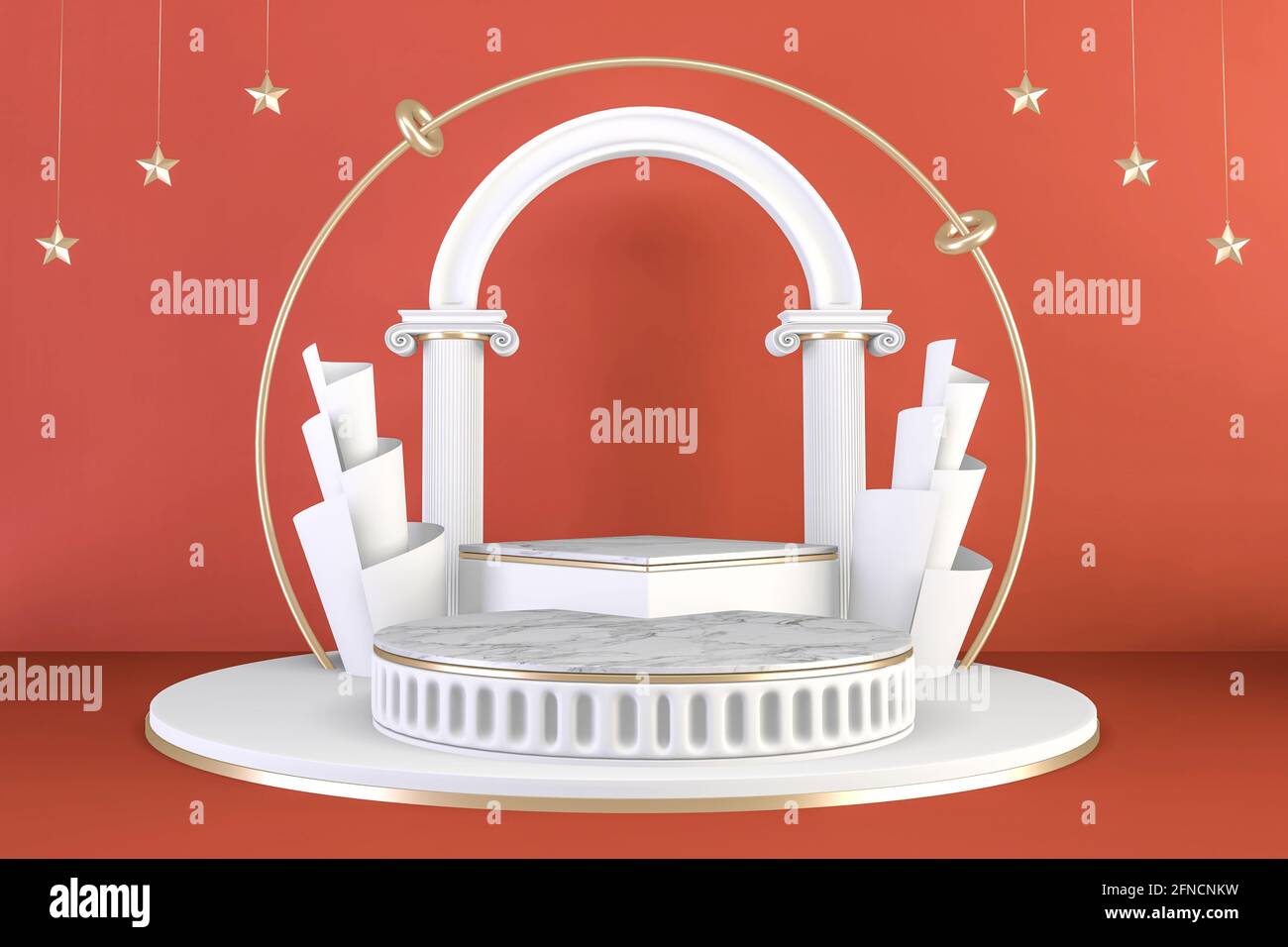 Luxury Pink podium show in pink color background.3D rendering Stock ...