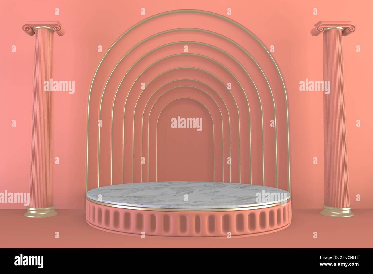 Luxury Pink podium show in pink color background.3D rendering Stock ...
