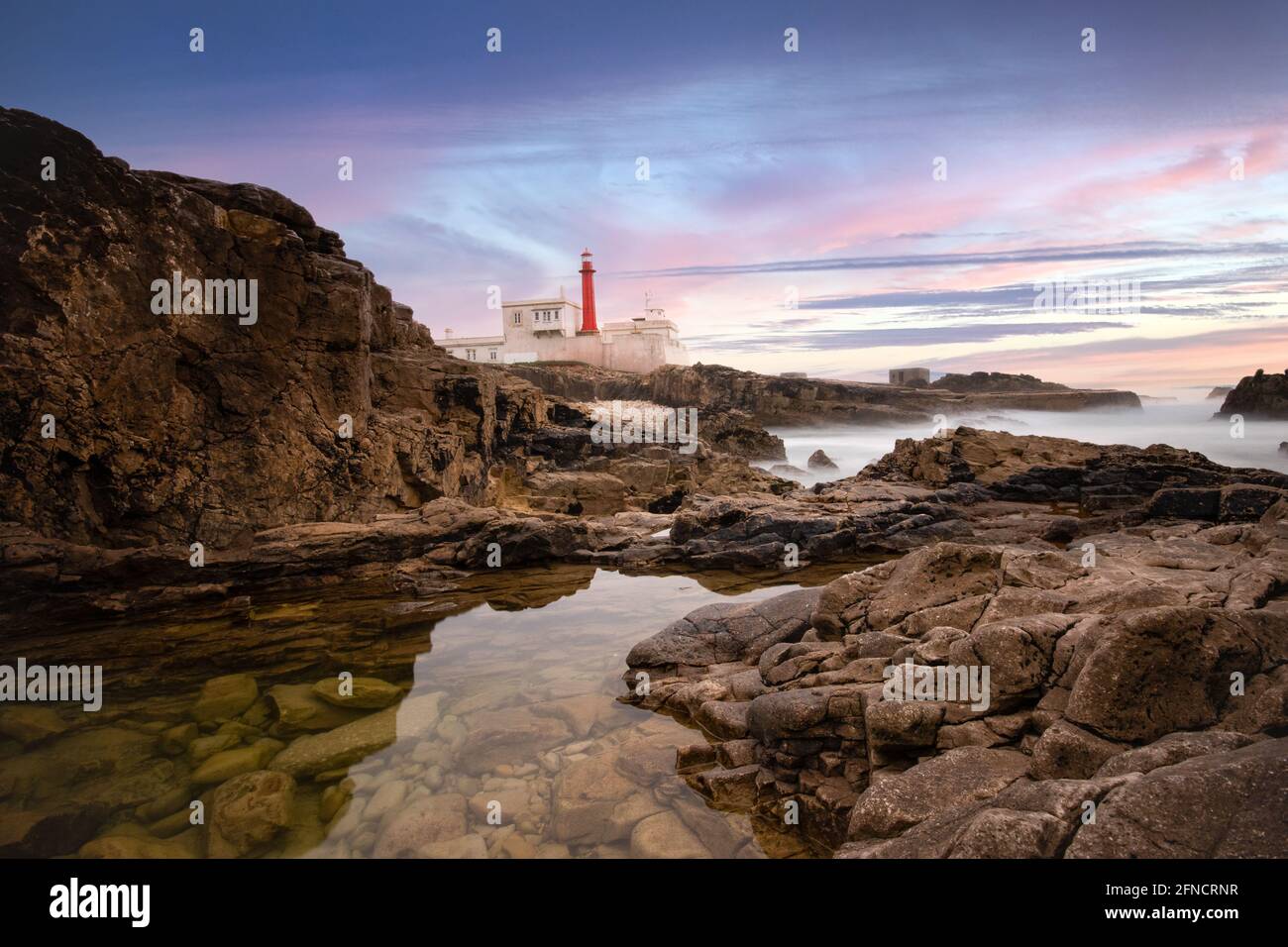 Amazing lighthouse in the Portuguese coastline at the sunset Stock ...
