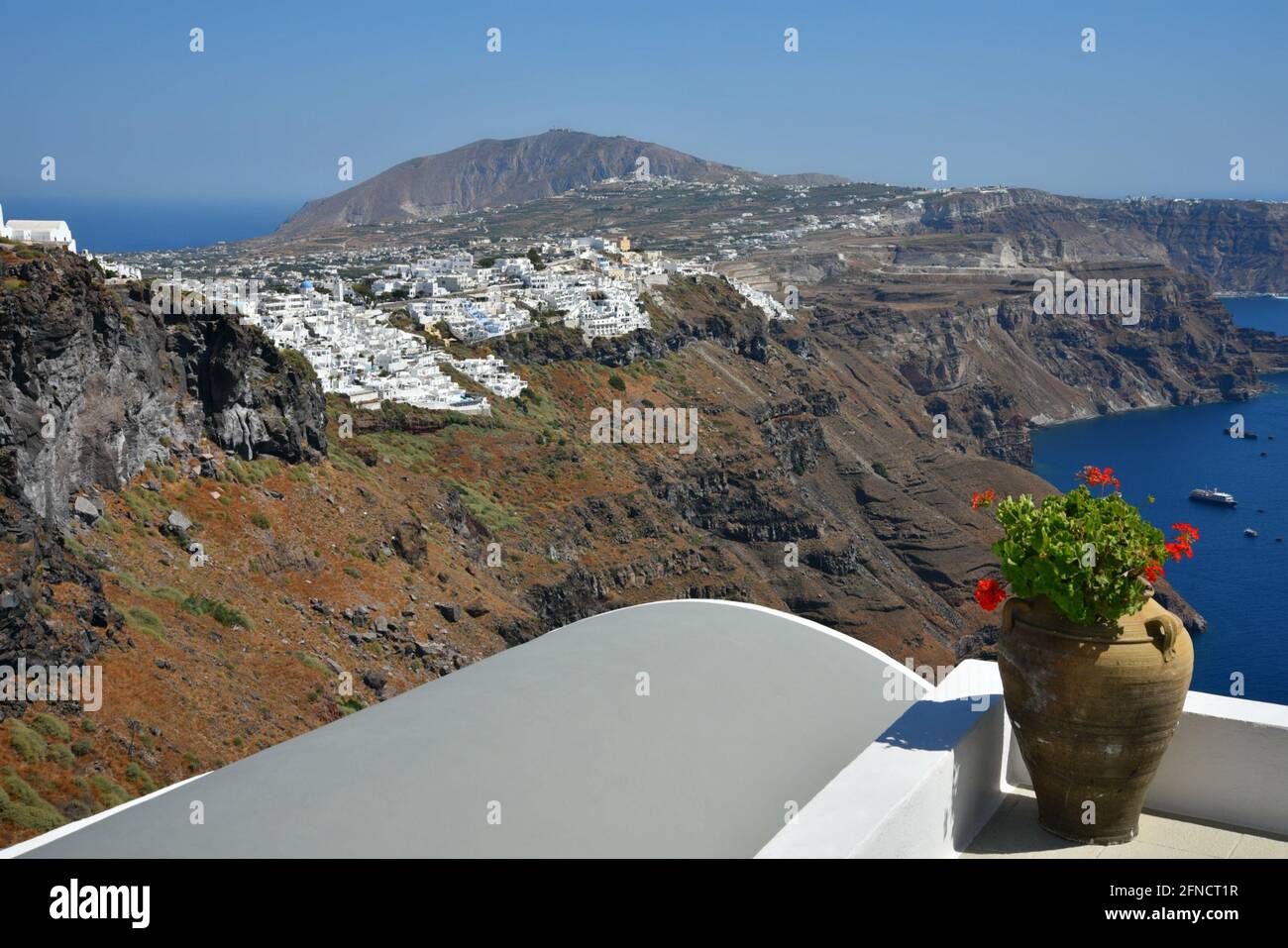 Scenic landscape with typical Cycladic architecture in Santorini island ...