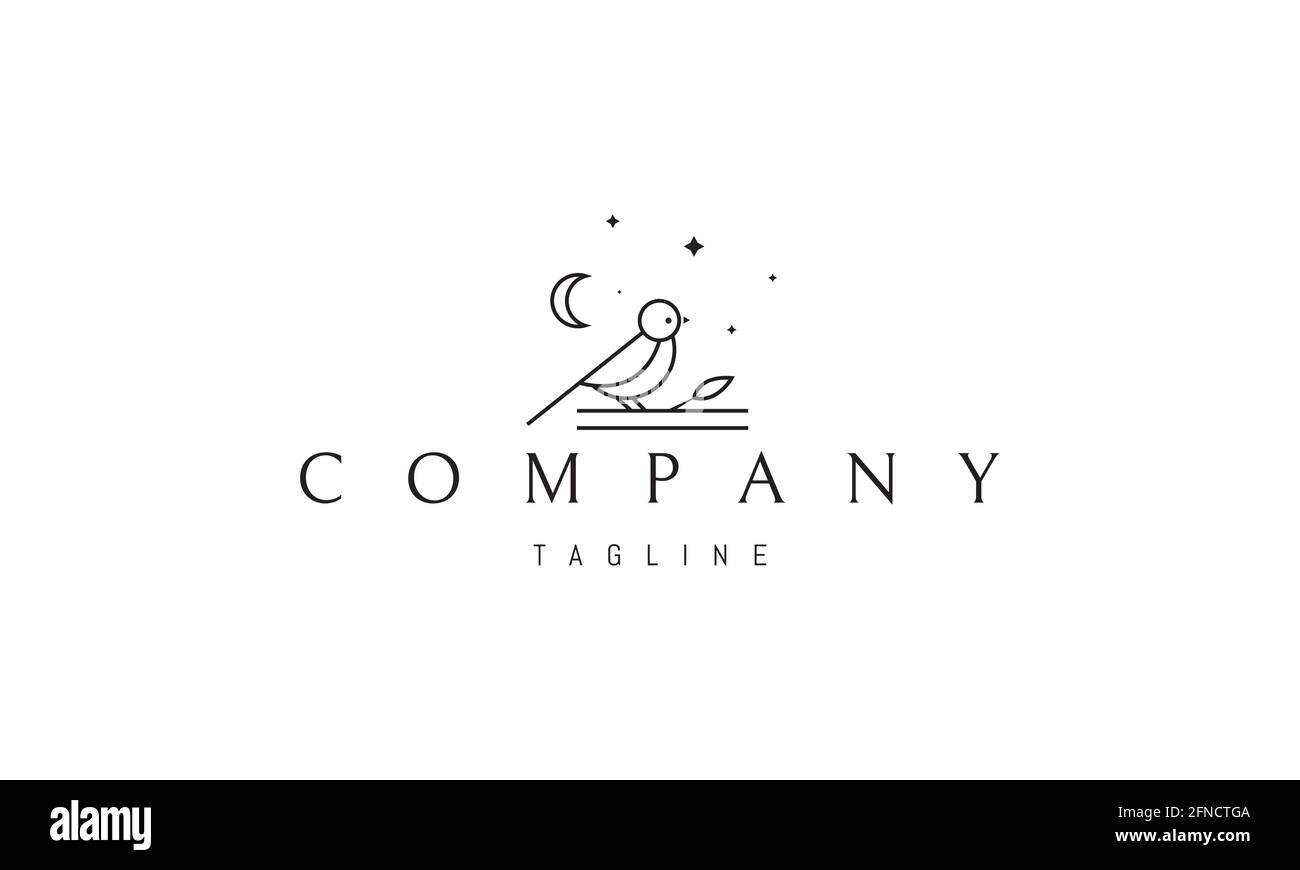 Vector logo in which an abstract image of a bird sitting on a tree ...